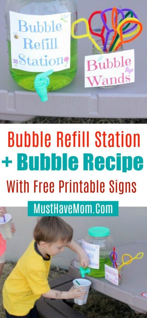 DIY Bubble Refill Station With Free Printable Signs