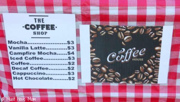 Outdoor Pretend Play Coffee Shop + Free Printables