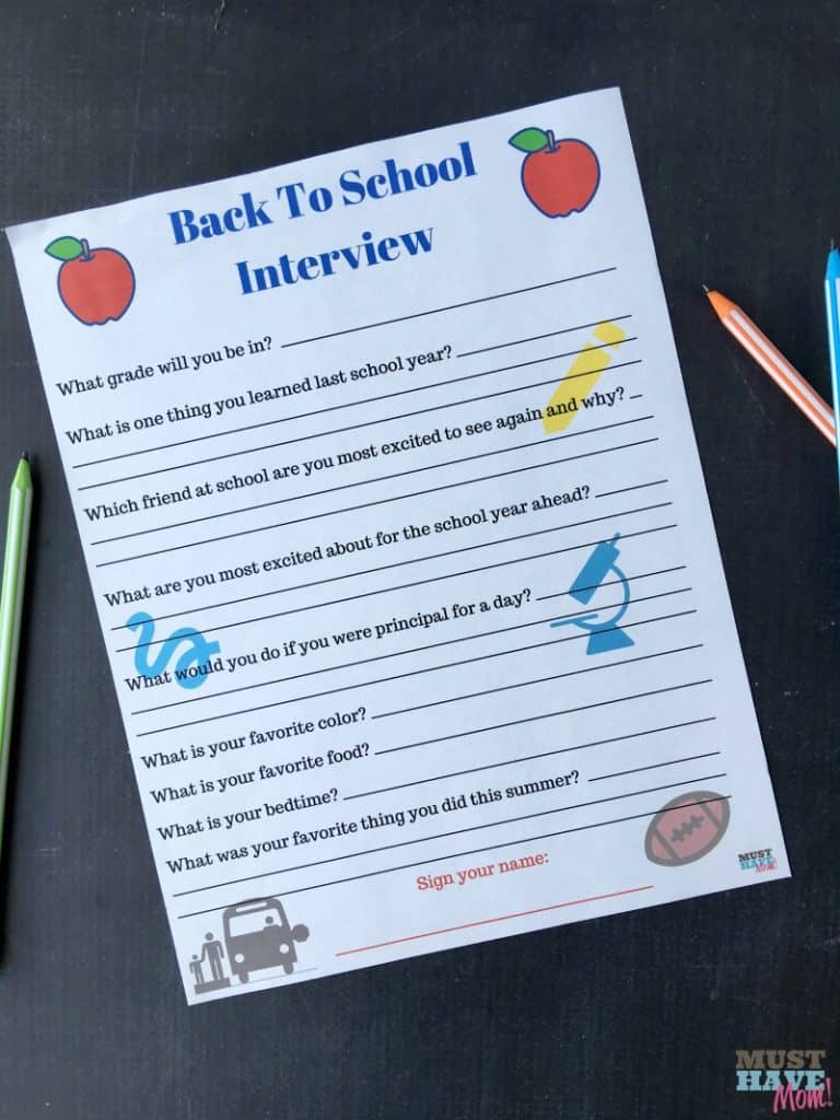 Free Printable Back To School Interview To Do With Your Kids Every Year ...