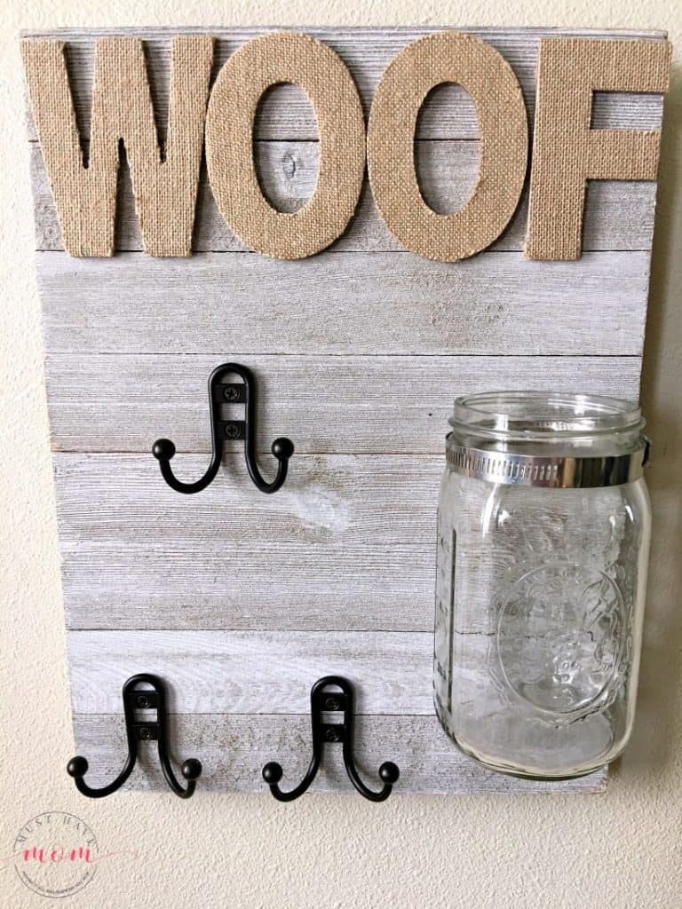 DIY Dog Sign with Treat Jar & Leash Holder - Must Have Mom