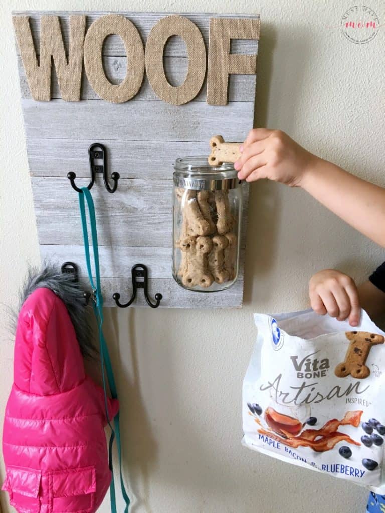 DIY Dog Sign with Treat Jar & Leash Holder - Must Have Mom