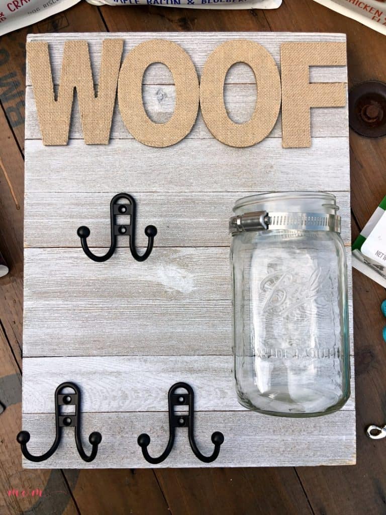 DIY Dog Sign with Treat Jar & Leash Holder - Must Have Mom