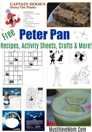 Free Peter Pan Movie Printable Activity Sheets, Recipes & More! - Must ...
