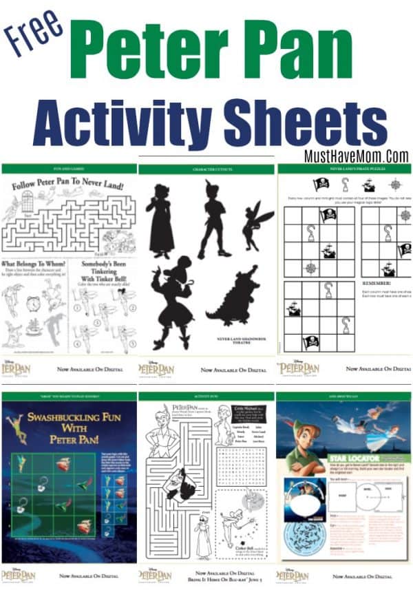 Free Peter Pan Movie Printable Activity Sheets, Recipes & More! - Must ...