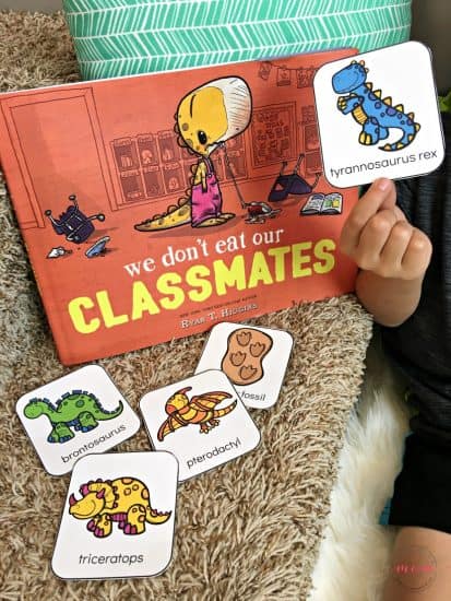 We Don't Eat Our Classmates + Free Printable Dinosaur Flashcards ...